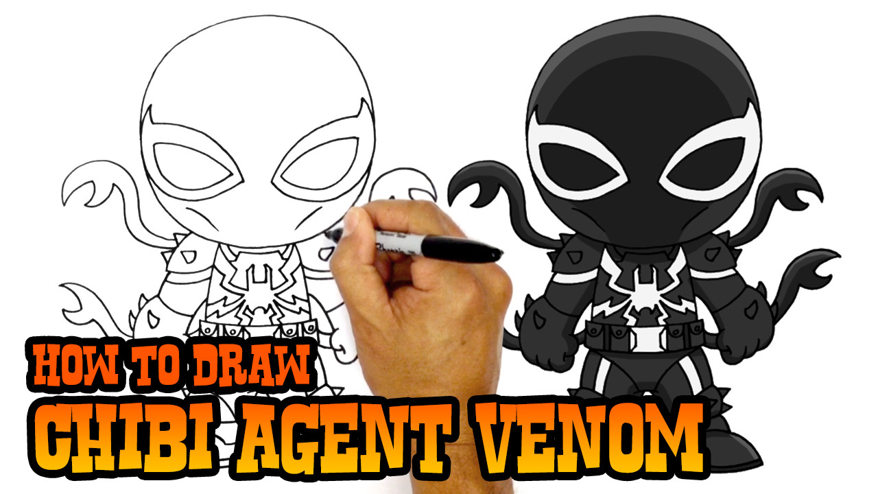 How to Draw Chibi Agent Venom - Chibi Characters - C4K ACADEMY